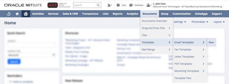Send Emails from NetSuite using Email Templates | AVT